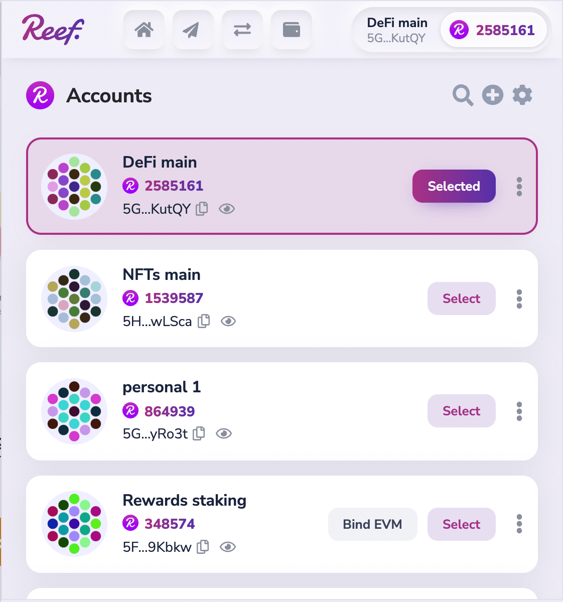 Reef Chain Wallet dApp